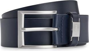 BOSS Hommes Connio Ceinture en cuir italien avec passant logoté et détail métallique brossé