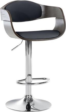 Clp Tabouret De Bar Kingston en Similicuir I Chaise Haute avec Coque en Bois Dossier Et Accoudoirs I Pi&egrave;tement Et Repose-Pied en M&eacute;tal Chrom&eacute;, Couleur:Noi