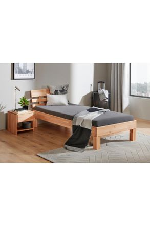 MID.YOU Mid.you Bett, Kernbuche, Holz, Kernbuche, massiv, 90x200 cm, f&uuml;r Rollrost geeignet, Lattenrost geeignet, Schlafzimmer, Betten, Einzelbetten