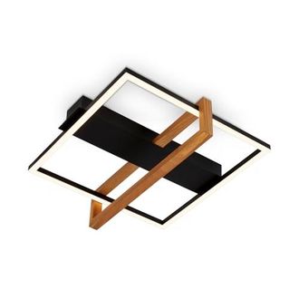 Briloner LED Deckenlampe Frame, LED Deckenleuchte mit warmweißer Lichtfarbe, 12W Lampe mit Holzrahmen, Wohnzimmerlampe, Schlafzimmerlampe, 350x330x110 mm (LxBx