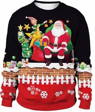 Generic Pull à col rond pour homme - Automne et hiver - Loisirs - Voyage - Sports - Carreaux - Coupe ajustée - À capuche - Manches longues - Pull décontracté 