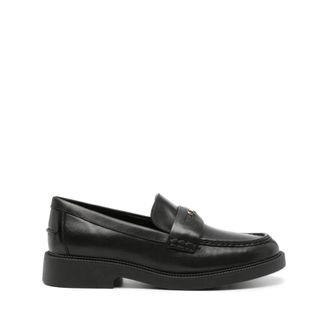 Michael Kors Schwarze Leder Loafer Flats - - Shoes - Damen - Schwarzk - 38 EU