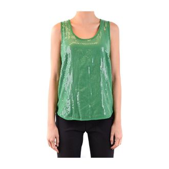 P.A.R.O.S.H. Gr&uuml;nes Pailletten Tank Top Fr&uuml;hling/Sommer - - Tops - Damen - Gr&uuml;n - S