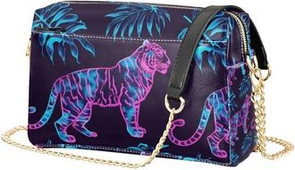 Mnsruu Sacs à bandoulière pour femme, sac à main en cuir fluo, motif jungle