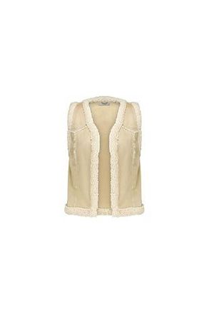 Deeluxe Gilet sans manches SVANY effet su&eacute;dine doubl&eacute; sherpa style boh&egrave;me folk avec surpiq&ucirc;res apparentes et les finitions duveteuses - Taille XL