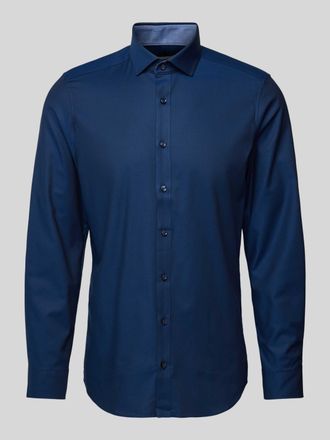 Olymp Level 5 Slim Fit Businesshemd aus Uni Struktur ROYAL