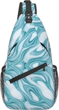 Generic Mode Sacoche Homme Bandouliere Art de la texture du marbre vert Sacs Poitrine Multifonction Sac &agrave; Dos Militaire pour Homme Voyage Camping