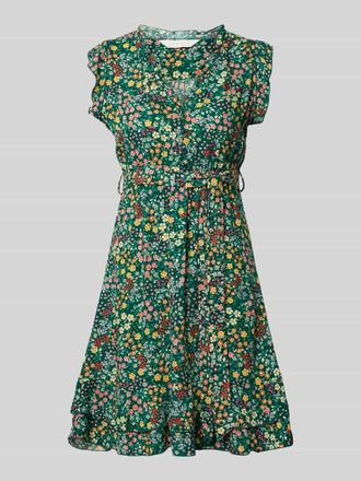 Apricot Minikleid aus reiner Viskose mit floralem Allover-Print