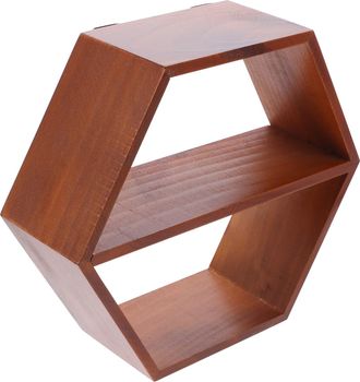 BESPORTBLE Sechseckiges Holz Wandregal Klein Wandmontierter Aufbewahrungshalter aus Umweltfreundlichem Holz Organizer f&uuml;r Kleinigkeiten und Blument&ouml;pfe Platzspar