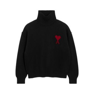 Ami Ami de Coeur Trichterkragen-Pullover - - Knitwear - Damen - Schwarzk - S