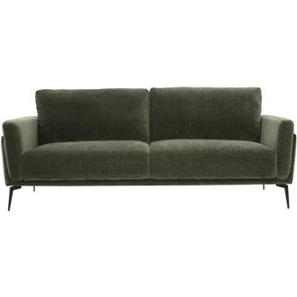 Miliboo Miliboo - Canap&eacute; design 3 places en tissu effet velours vert kaki et m&eacute;tal noir mosco