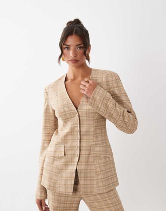 Asos Blazer densemble ajust&eacute; &agrave; carreaux-multicolore