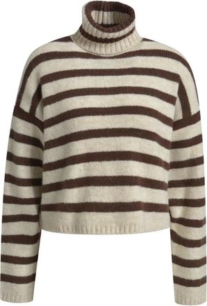 Smith & Soul Gestreifter- kastenf&ouml;rmiger Rollkragenpullover - - Knitwear - Damen - Beige - L
