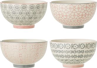 Bloomingville Schalen Cécile, rosa grau, Keramik, 4er Set