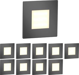 LEDs Com 10 Stück LED Treppenlicht/Wandeinbauleuchte FEX für innen und außen, eckig, anthrazit, 85 x 85mm, warmweiß