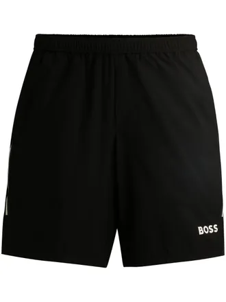 BOSS short de sport &agrave; logo imprim&eacute; - Noir