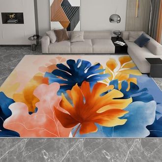 Generic Tapis de Chambre Contemporain Couleur, Paillasson Moquette de Salon &agrave; Poils Ras, Abstraction Gradient Plantes Imprim&eacute; Lavable Tapis Int&eacute;rieur pour D&eacute;c