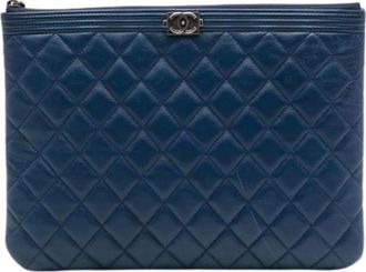 Chanel Sac &agrave; main matelass&eacute; en cuir doccasion - Femme - Pre-owned - Bleu - Taille: ONE Size
