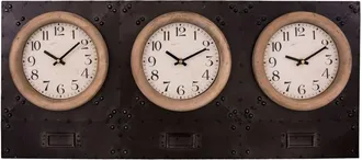 M&S Collection M&s - Horloge triple 75x3,5x33 cm en bois de peuplier noir