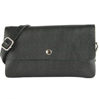 modamoda.de T257 - Sac &agrave; bandouli&egrave;re en cuir v&eacute;ritable petit fabriqu&eacute; en Italie, Noir, s