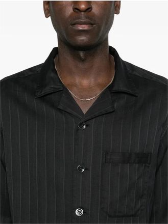 Tom Ford Homme, Chemises, Noir, Taille: XL Herringbone Stripe Pajama Overshirt