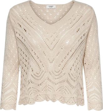 Jacqueline de Yong Jacqueline de Yong, Femme, Pulls, Beige, Taille: 42 FR New Sun 3/4 Cropped Pullover