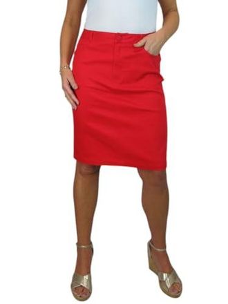 Paulo Due Jupe Crayon Style Jean Stretch en Coton &Eacute;pais pour Femme Rouge 36-48 (46)