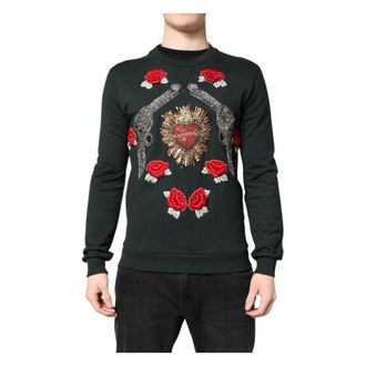 Dolce & Gabbana Schwarzer Pailletten-Pullover - - Sweatshirts & Hoodies - Herren - Schwarzk - XS