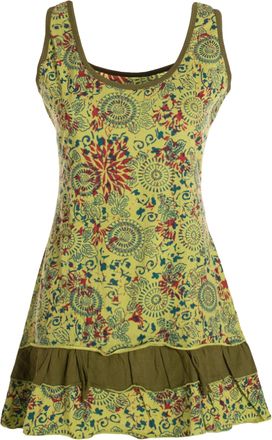 vishes Alternative Bekleidung - Damen Lagen-Look Jersey-Tunika Sommerkleid Tr&auml;ger-Kleid hellgr&uuml;n 38