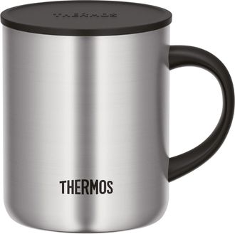 Thermos LONGLIFE CUP 0,35l, Edelstahlbecher mit auflegbarem Deckel oder Untersetzer, Kaffeebecher Edelstahl, Campingtasse, hält Getränke länger heiss oder kal