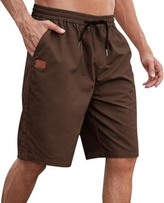 Generic Short de randonn&eacute;e pour homme - Short de course avec poche - Short de sport pour homme - S - Short cargo en coton extensible - Pantalon de travail fus