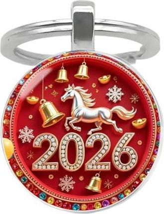 Generic ycezw Porte-cl&eacute;s en forme de cheval pour femmes, 2026 ornements de collection en version 2D - porte-cl&eacute;s amusants pour lann&eacute;e du cheval, pour adultes,