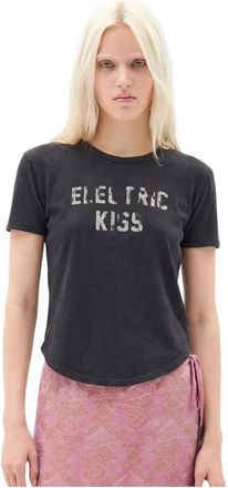 Ann Demeulemeester Femme, Tops, Noir, Taille: 40 FR Floor Micro T-Shirt