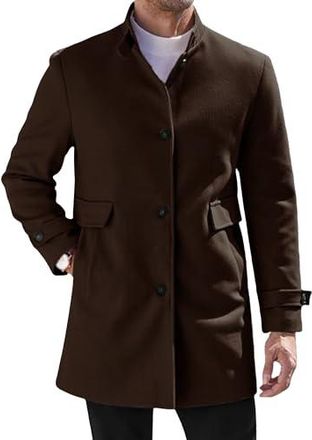 Generic Trench dhiver mi-long pour homme - Col crant&eacute; - Veste d&eacute;contract&eacute;e - Chaud et tendance, caf&eacute;, 3XL