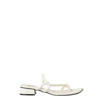 Reike Nen Reike Nen, Femme, Chaussures, Blanc, Taille: 40 EU Sandales &agrave; talon bloc en cuir grain&eacute;
