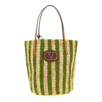 Valentino Garavani Femme, Sacs, Multicolore, Taille: ONE Size Striped Raffia Shopping Bag