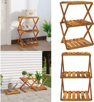 vidaXL Vidaxl - Klappregal 3 B&ouml;den Braun 43x31x63 cm Massivholz Akazie - Holzregal - Akasienholzklappm&ouml;bel - B&uuml;cherregal - Wohnraumorganisation