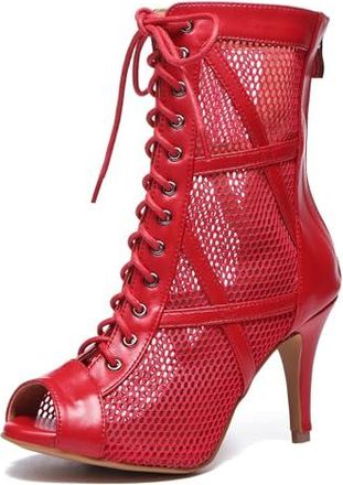 Miyoopark Chaussures de danse pour femme - Talon haut - Bottes de soir&eacute;e latine, L545 Rouge 8 Talon 5 cm, 36.5 EU