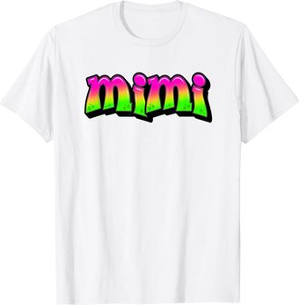 BDAZ Mimi Grandmother Graffiti Gr&uuml;n Rosa Schriftzug Frauen T-Shirt
