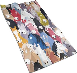 AOOEDM Küchentücher mit bunten Cartoon-Pferden, Pony, Kindheitsmuster, 39 x 69 cm, Mikrofaser-Frottee-Geschirrtücher zum Trocknen von Geschirr und zum Abtupf