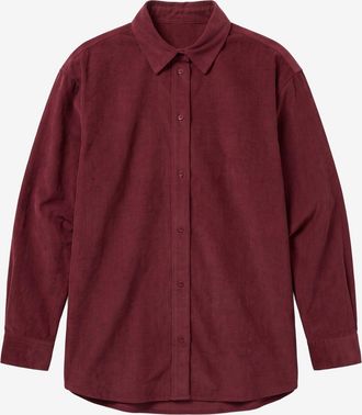 Knowledge Cotton Apparel Damen vegan Hemd Vega Relaxed Cord Burgunderrot