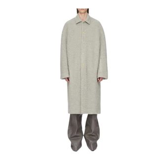 Rick Owens Homme, Manteaux, Gris, Taille: S Manteau Brad boutonn&eacute;
