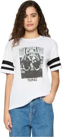 Merchcode Mister Tee Femme Ladies 2pac Stripes Tee White M T Shirt, Blanc, M EU