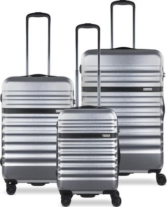 Bugatti Corium 3er-Hartschalen Kofferset (S,M,L) 4 Rollen mit TSA-Zahlenschloss, Silber