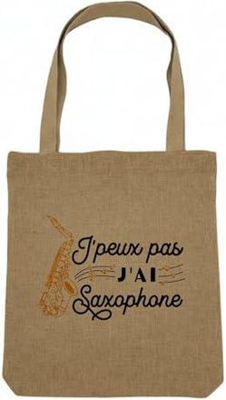 Fabulous Sac Shopping Tote Bag Aspect Lin - JPeux Pas Jai Saxophone Cuivre Jazz Orchestre - Sac de Courses Toile Epaisse 360g Beige Naturel Cabas Port&eacute; Epaule 