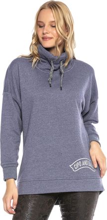 Cipo & Baxx Damen Sweatshirt Langarm WL248 Indigo - Stylischer Pullover mit Print & Verzierungen - Bequemer Alltags-Look für Freizeit, Schule & Streetwear Outfit 