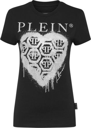 Philipp Plein Femme, Tops, Noir, Taille: 36 FR T-shirt Pure avec Cristaux