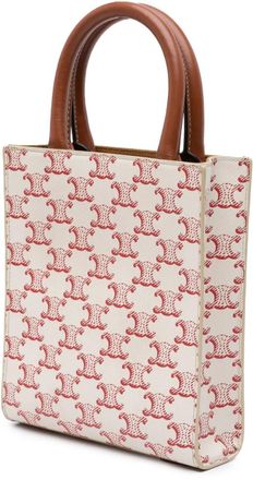 Celine Hobo Bags - Mini Triomphe Coated Canvas Vertical Cabas Satchel - Gr. unisize - in Wei&szlig; - f&uuml;r Damen