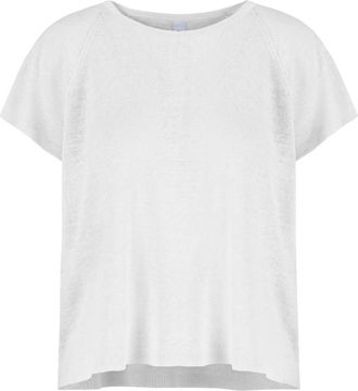 Bomboogie Femme, Tops, Blanc, Taille: 44 FR T-shirt en lin pur
