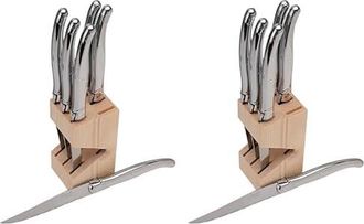 Jean Dubost Laguiole Jean Dubost 16572 Bloc 6 Couteaux Steak Tout Inox, Argent (Lot de 2)
